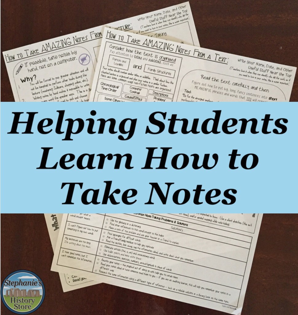 Teaching Students How to Take Notes – Stephanie's History Store
