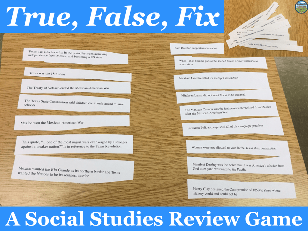 True, False, Fix: A Social Studies Review Game – Stephanie's History Store